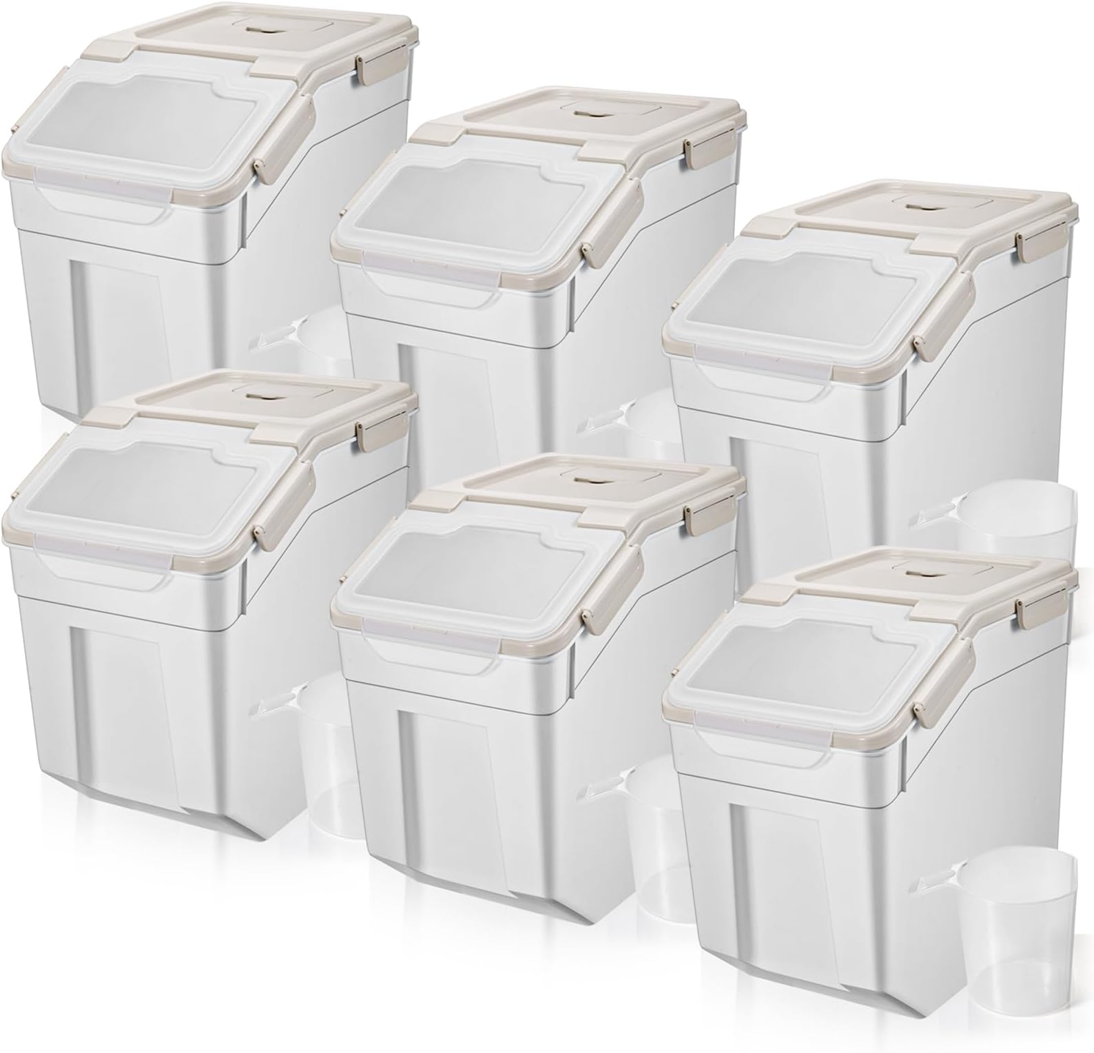 Amazon.com: Sunnyray 6 Pcs 50lbs Rice Storage Containers with Measuring ...