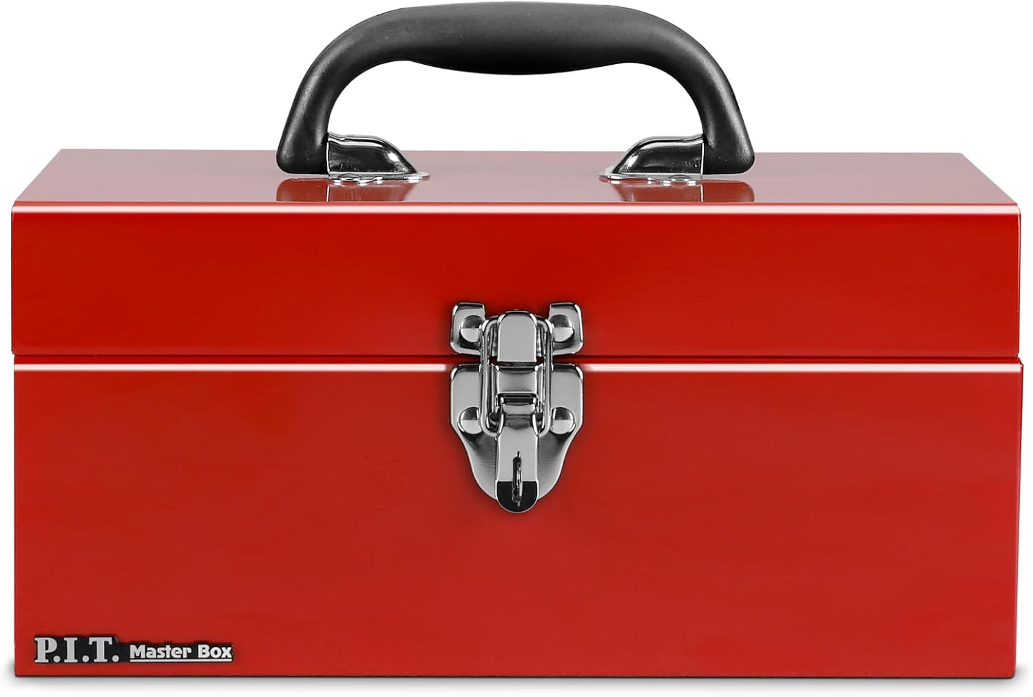 P.I.T. Portable 12” Heavy Duty Steel Tool Box with Metal Latch, Red ...
