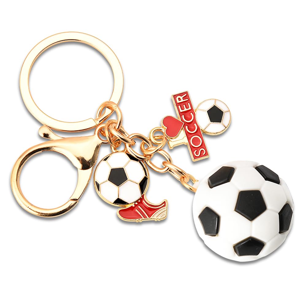 Amazon.com: Soccer Gifts for Boys Girls 3D Soccer Keychain for Women ...