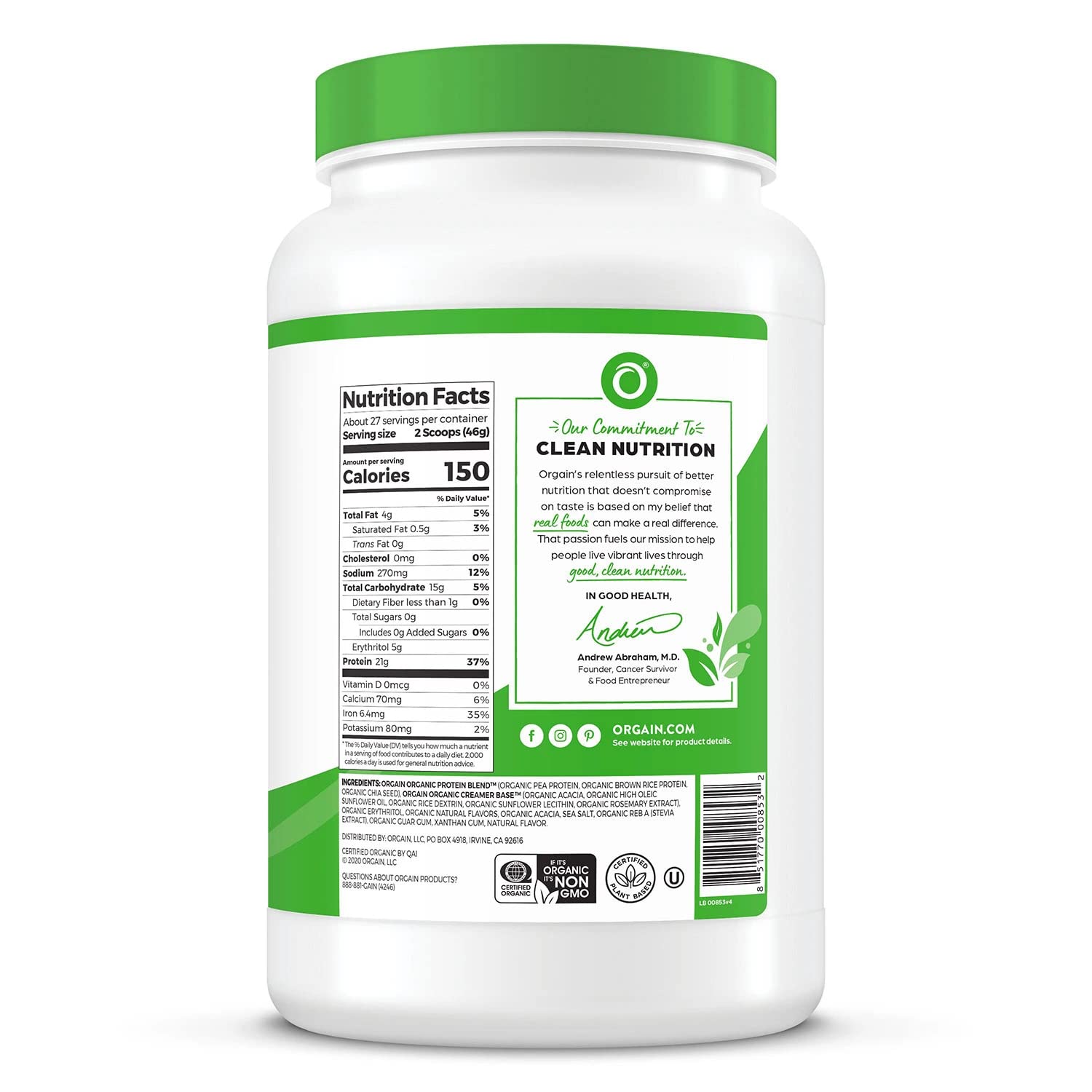 Snapklik.com : Orgain Organic Plant Based Protein Powder