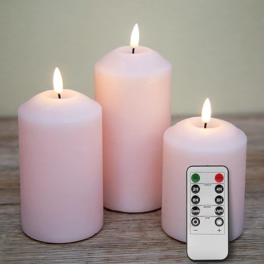 Amazon.com: Girimax Blush Pink Flameless LED Pillar Candles with Remote ...