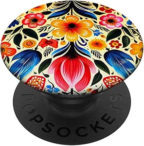 Amazon.com: Mexican Folk Art Butterfly Floral Embroidery Pattern PopSockets Swappable PopGrip ...