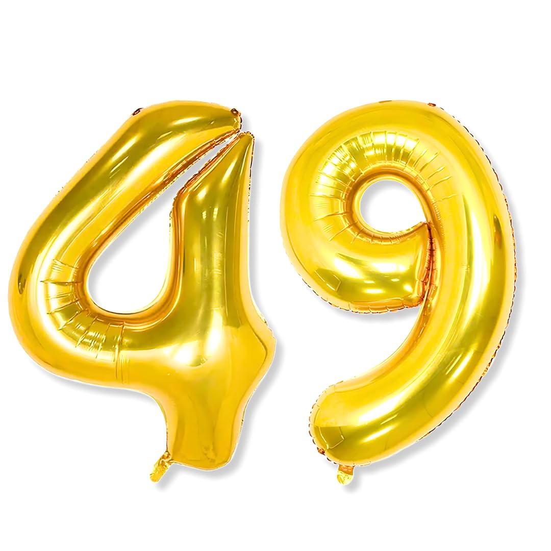 Flyloons 49 number Golden Foil Balloon 16 inch Size Birthday Decoration ...