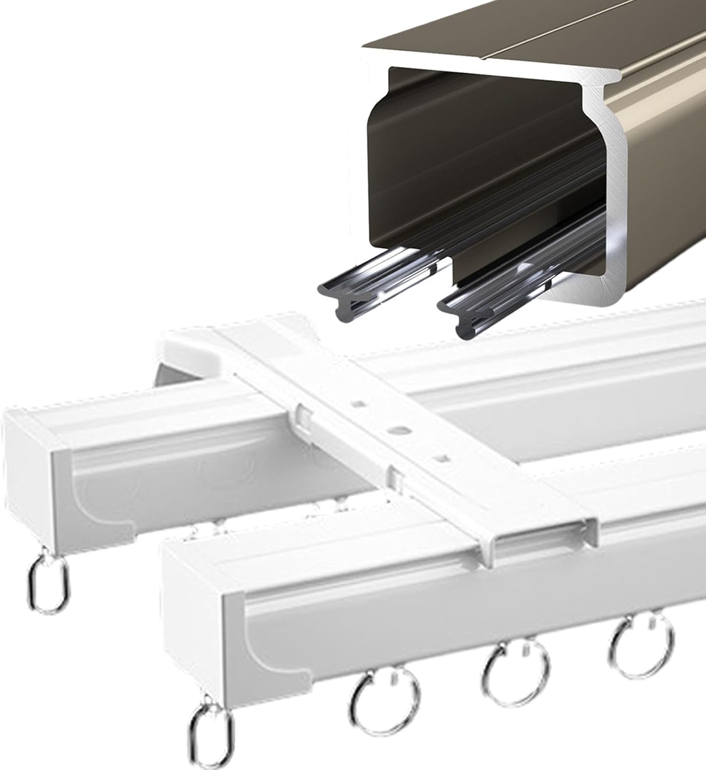 Amazon.com: Ceiling Double Curtain Track, Curtain Track Ceiling Mount ...