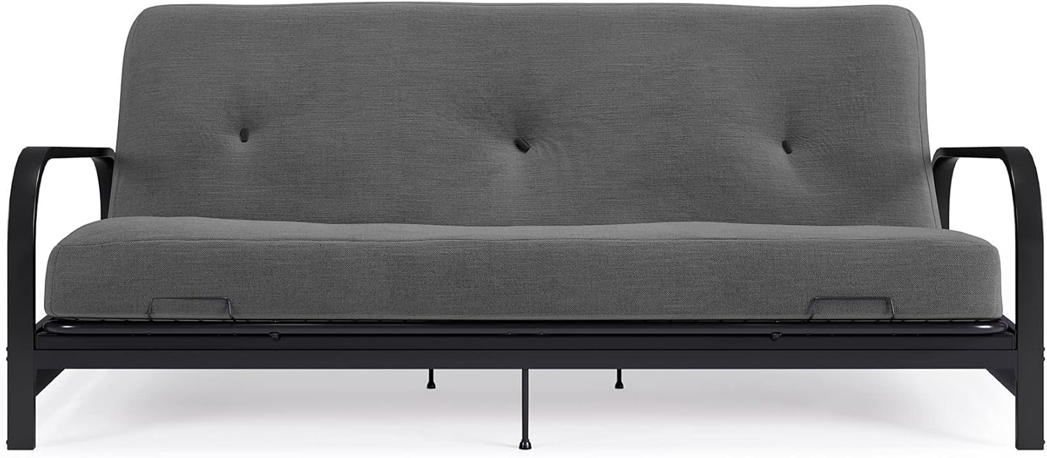 DHP Cleo Full Size Black Metal Futon Frame with 6” Mattress, Gray ...