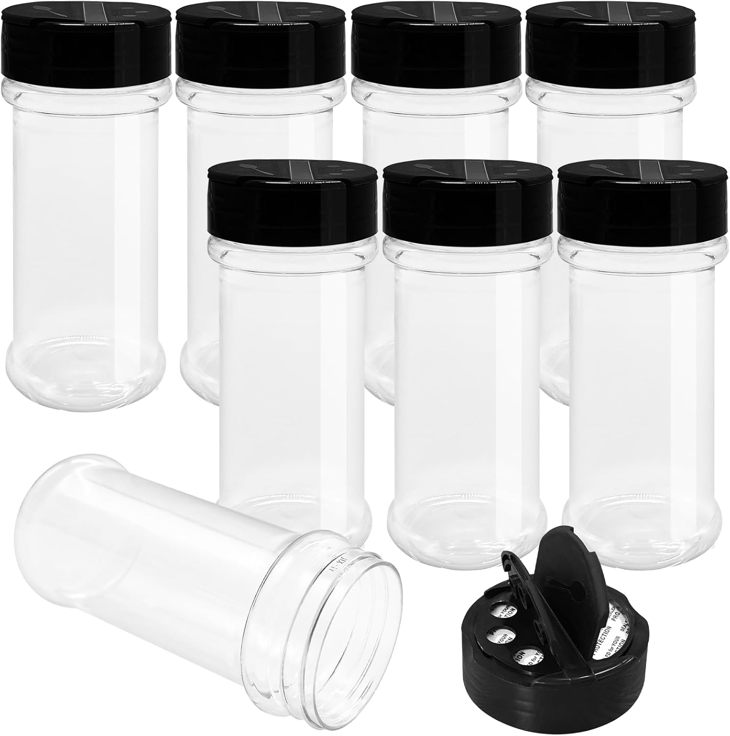 Amazon.com: OJYUDD 8 Pack 5.5 Oz Plastic Round Spice Bottles with Black ...