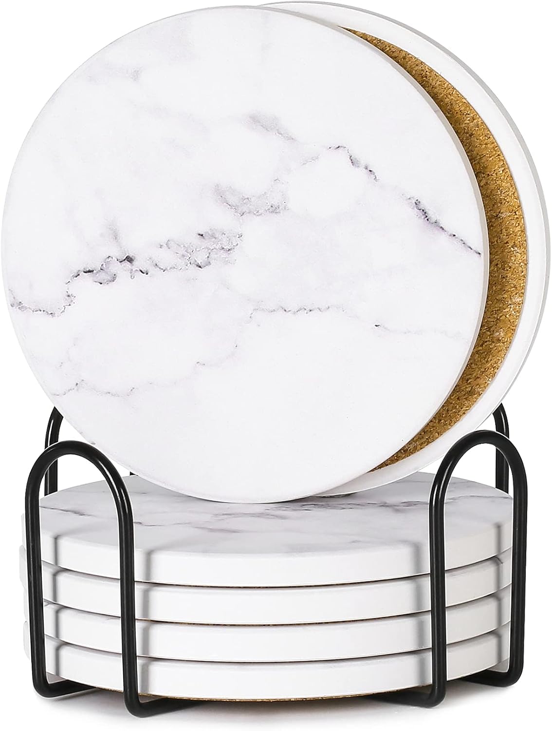 Amazon.com: Absorbent Coasters for Drinks ,Ceramic Coaster Set of 6 ...