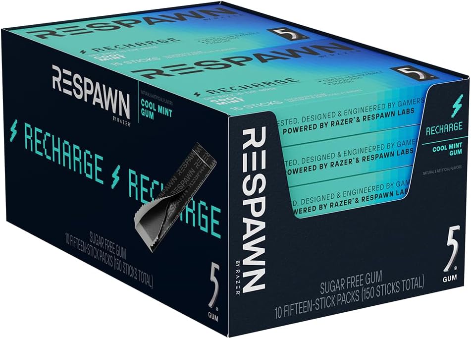 Amazon.com : RESPAWN BY RAZER, 5 Gum, Recharge Chewing Gum Sugar-Free ...
