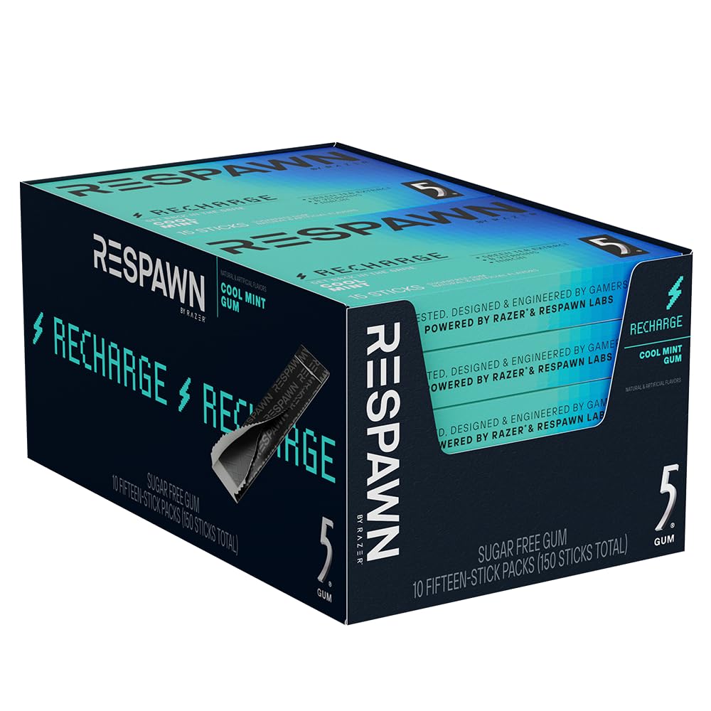 Amazon.com : RESPAWN BY RAZER, 5 Gum, Recharge Chewing Gum Sugar-Free ...