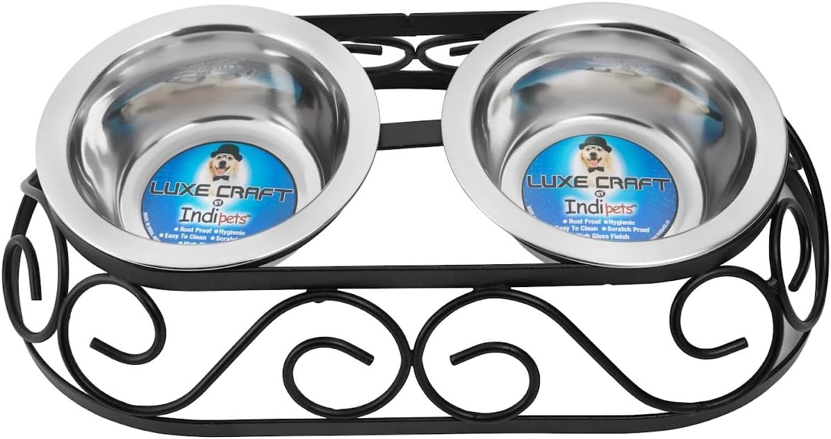 Pet Supplies : Indipets Oval Crown Wrought Iron Elevated Feeder with ...