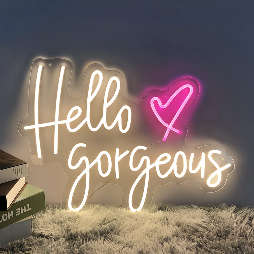 Large LED Neon Signs for Hello Gorgeous, 19.7 inches Wedding Light Neon ...