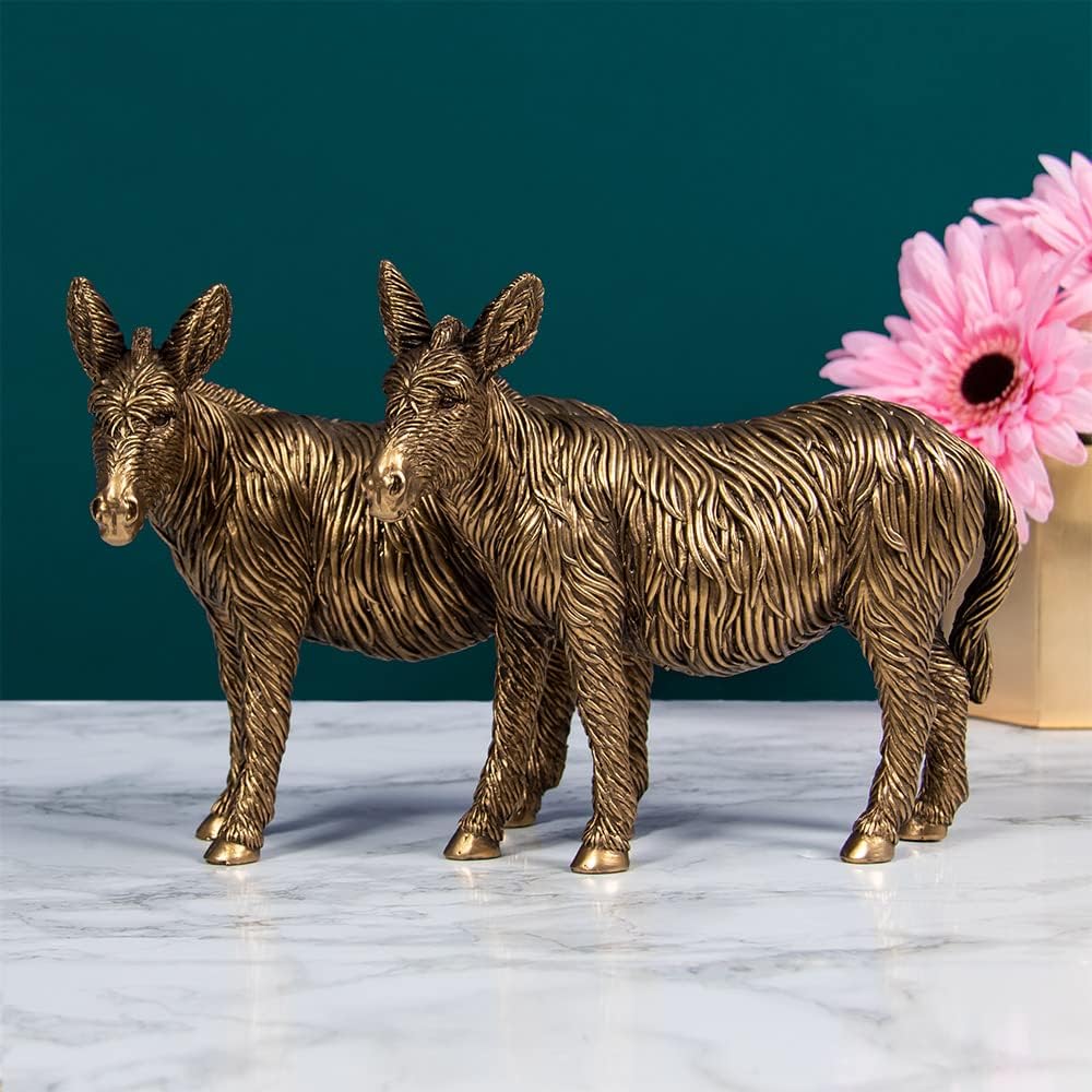 The Leonardo Collection Reflections Bronzed Donkeys Figurine For Home ...