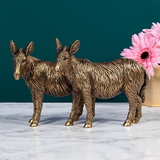 The Leonardo Collection Reflections Bronzed Donkeys Figurine For Home ...