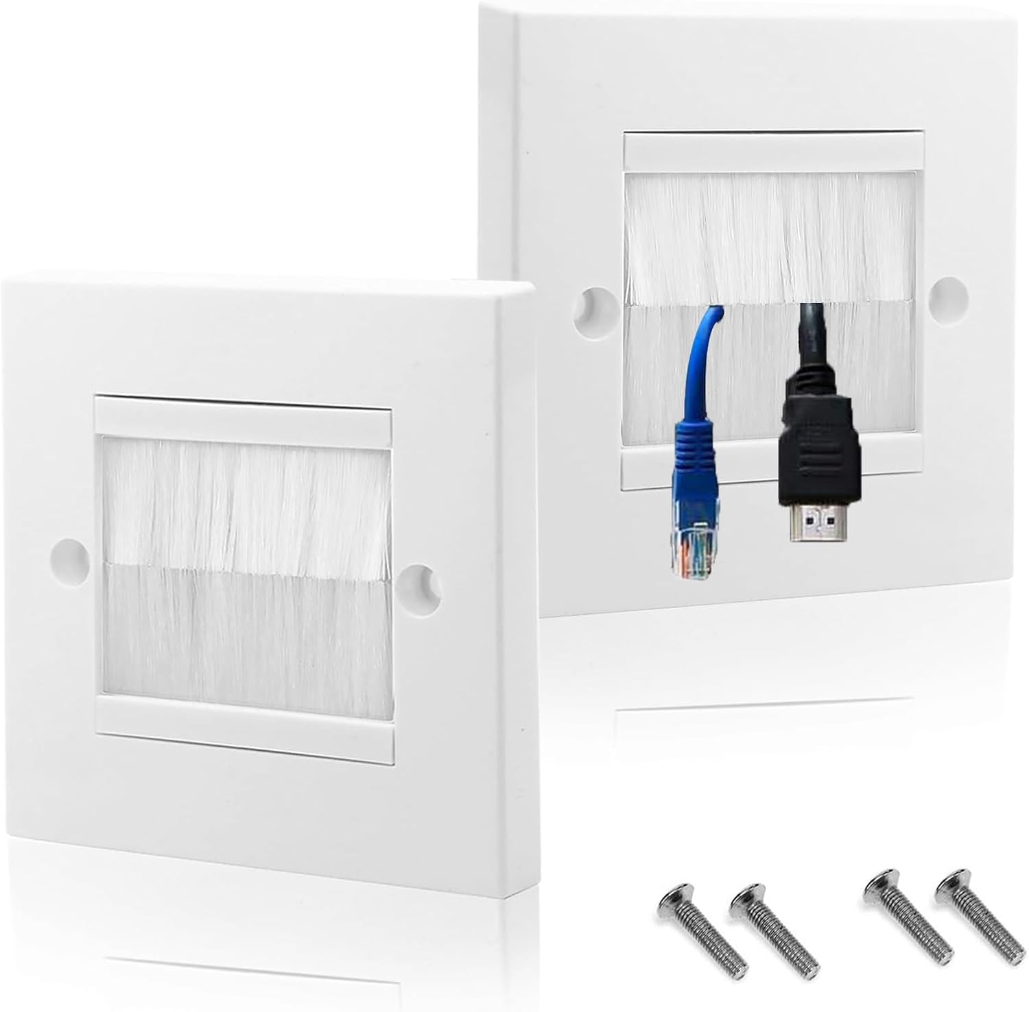Misuyue Brush Wall Plate, 2 Pack Cable Entry Cover, Wall Cable Cover ...
