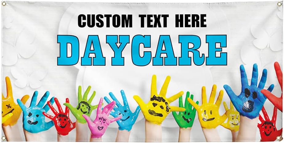 Amazon.com : Custom Vinyl Banner Multiple Sizes Daycare #1 Outdoor ...