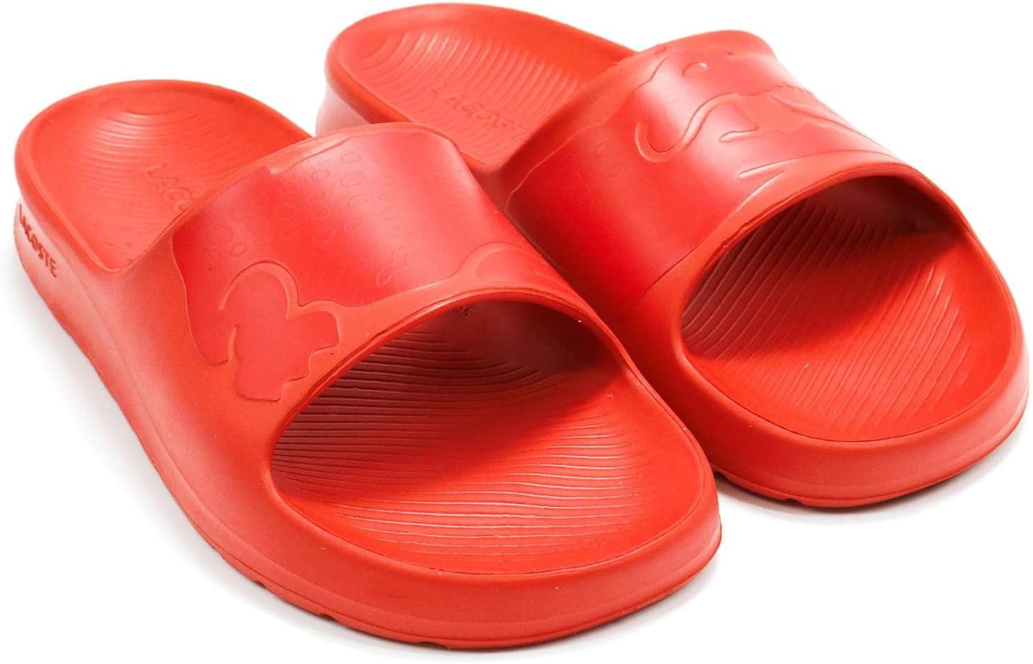Amazon.com | Lacoste Men's Croco 2.0 Slide Sandals, Red Red,12 M US ...