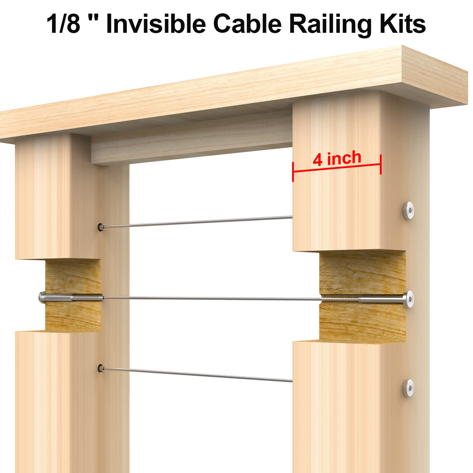 Snapklik.com : BLIKA 10 Pairs 1/8" Invisible Cable Railing Kits For 2"x2"