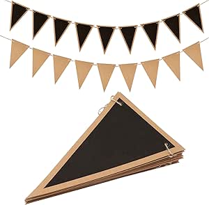 G2PLUS 5M Pre-Strung Kraft Card Bunting Banner Flags - 25PCS Black and ...