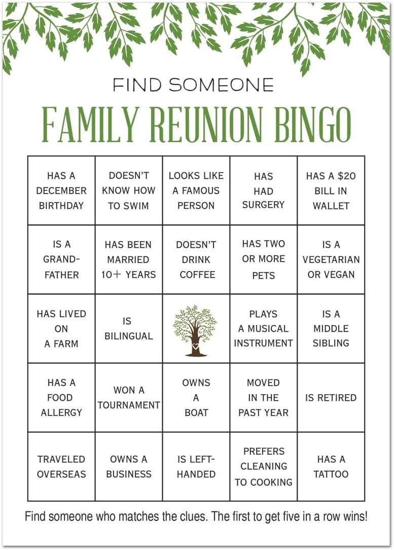 Amazon.com: InvitationHouse Find Someone Family Reunion Bingo Games ...