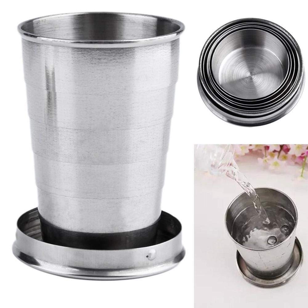 Aryshaa Folding Cup with Keychain Telescopic Collapsible Stainless ...