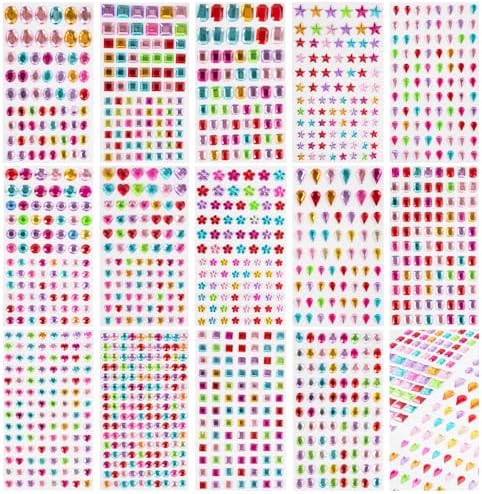 Buylorco 1200+pcs Self Adhesive Gem Stickers Gemstone Rhinestone ...