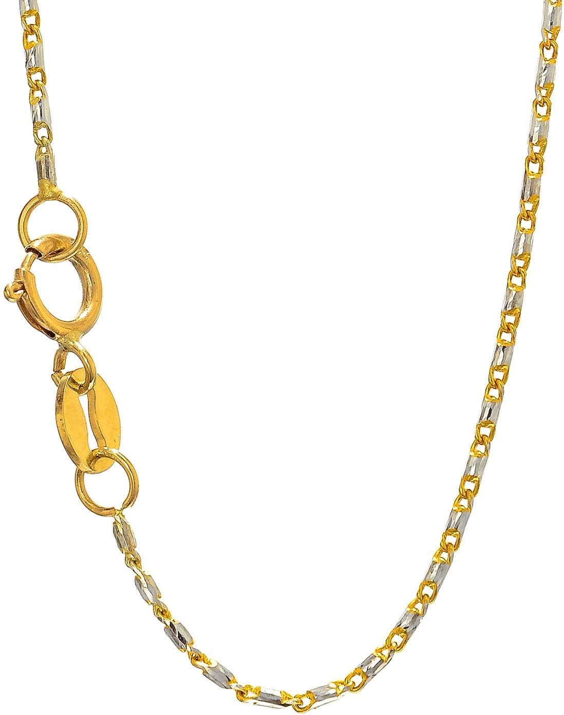 Amazon.com: JewelStop 14k Solid 2 Tone Gold 0.8 mm Lumina Chain ...