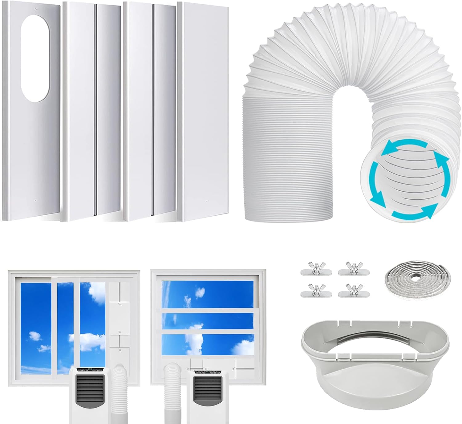 Estoder Portable Air Conditioner Window Vent Kit with 5.9" Exhaust Hose ...