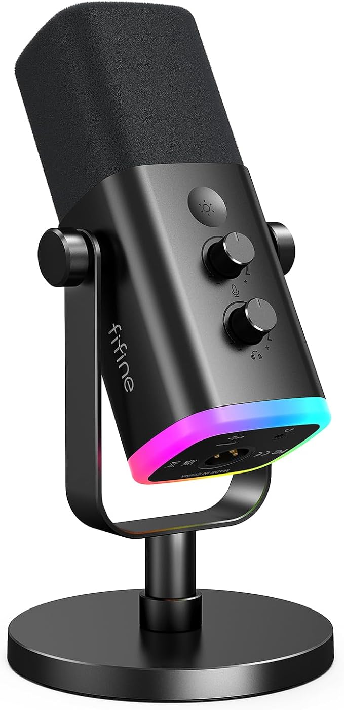 Fifine XLR/USB Dynamic Podcasting Microphone, Gaming Studio Computer PC ...