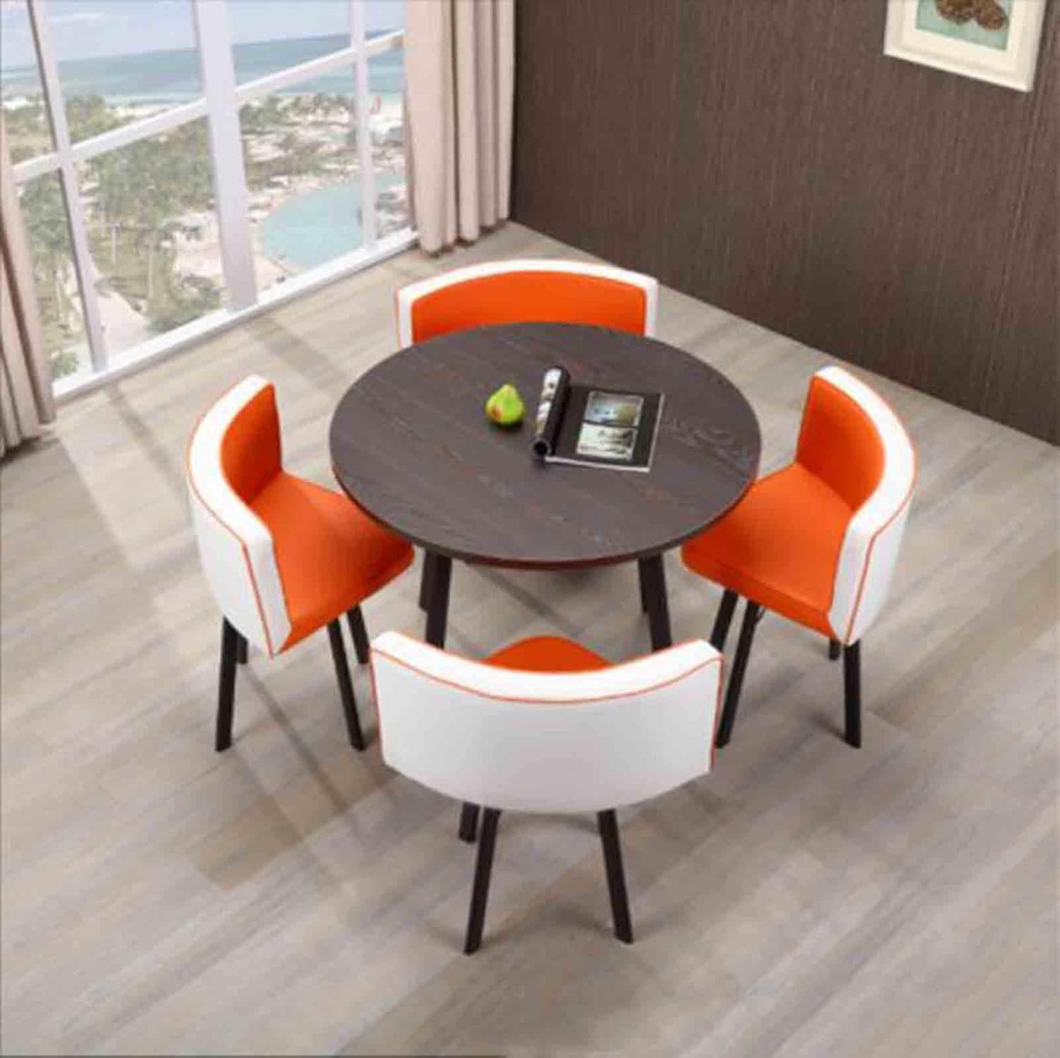 Amazon.com: Topjia Square/Round Dining Table Set with 4 Chairs,Wooden ...