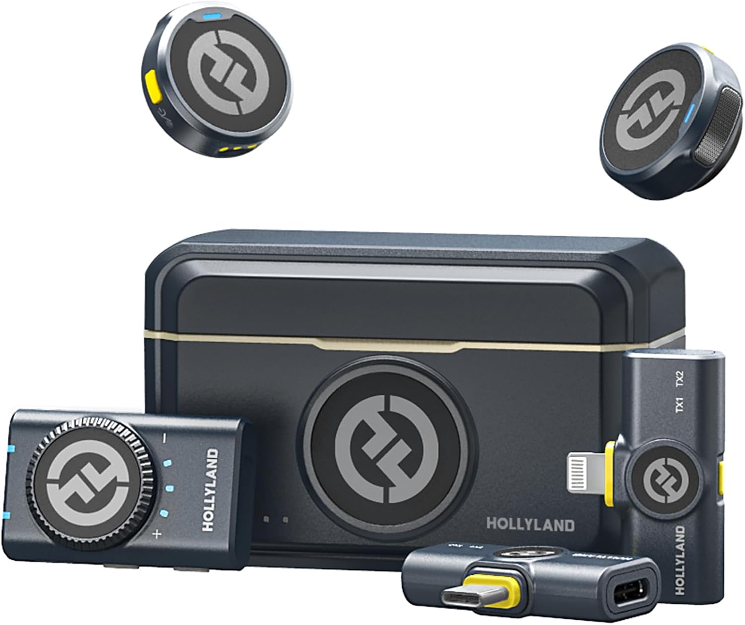 Hollyland Lark M2 Wireless Lapel Microphone Combo for iPhone, Android, Camera, PC and Laptop ...