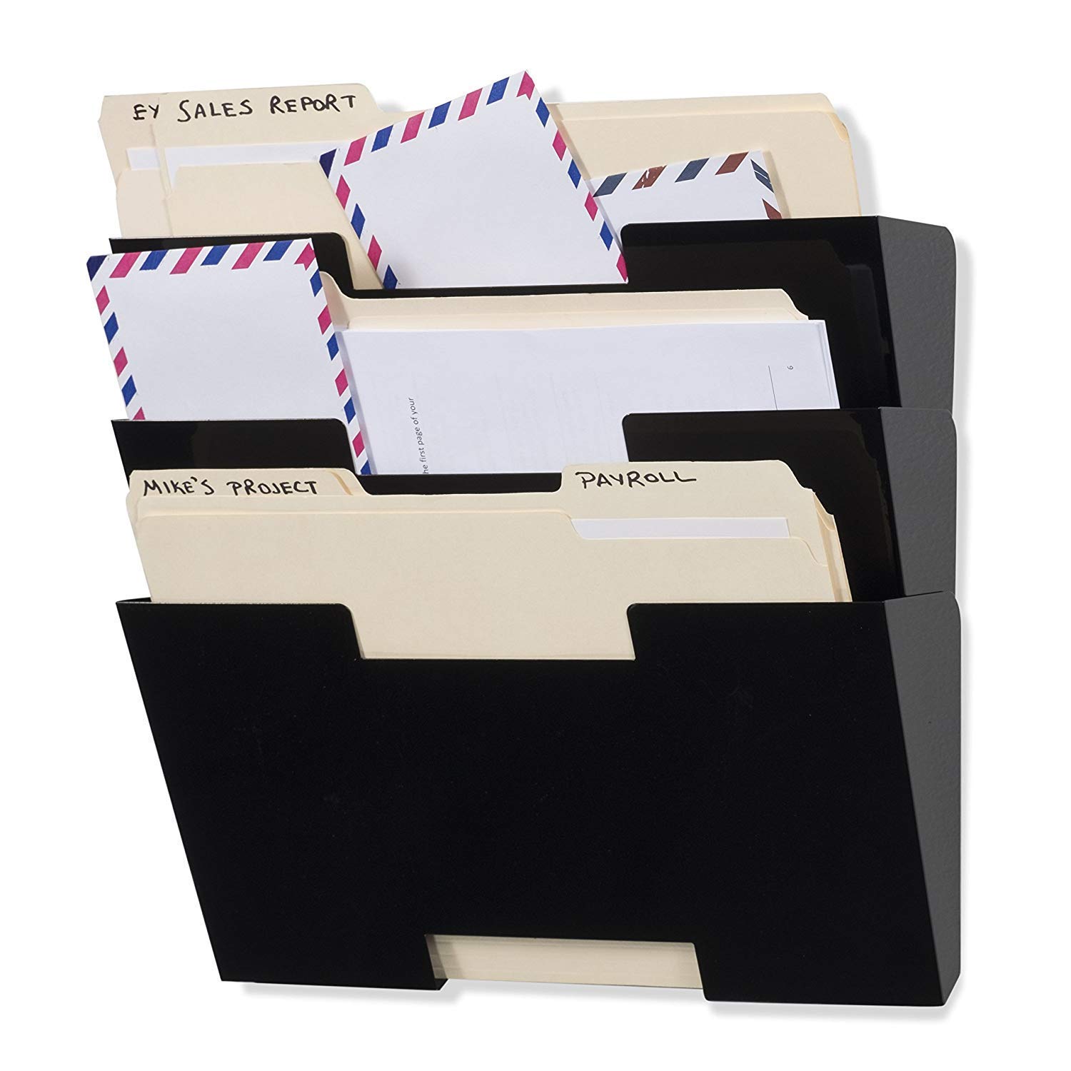 INDIAN DECOR 29775 (Black) Wall Mount Steel File Holder Organizer Rack ...