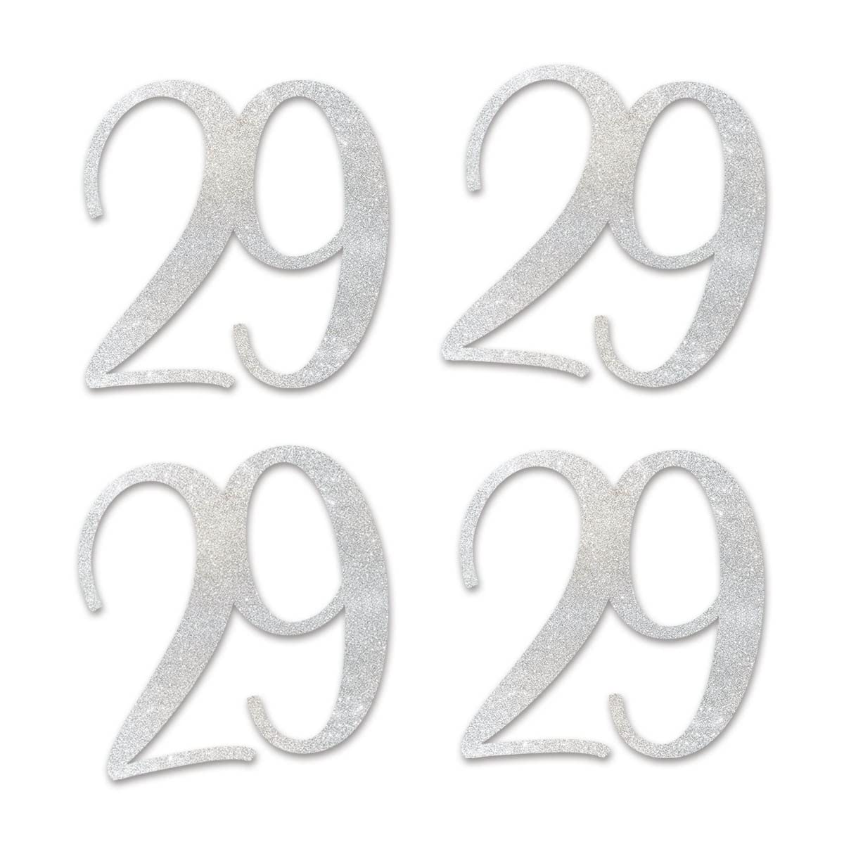 Amazon.com: Silver Glitter 29 Cut-Out Numbers, 29th Birthday Party ...