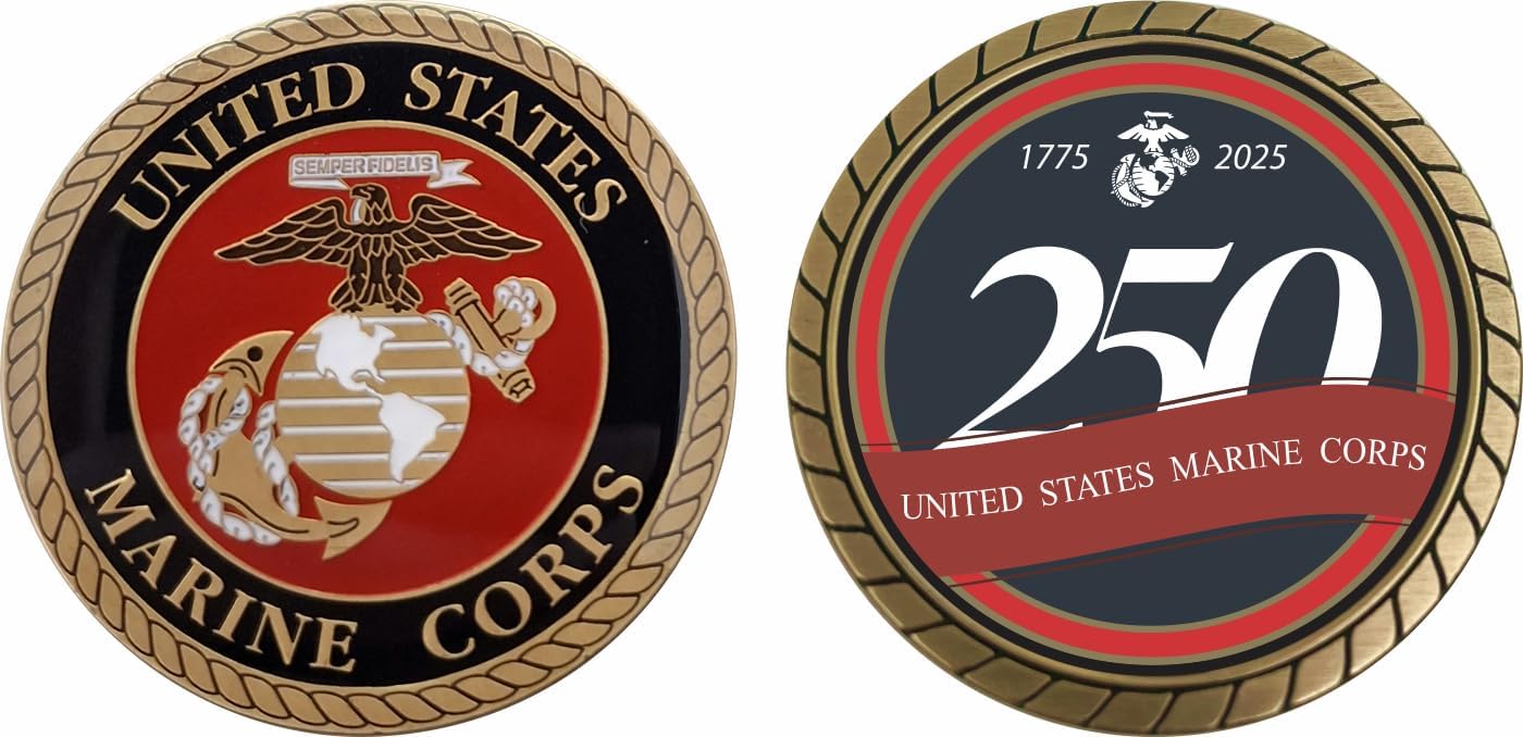 Amazon.com: U.S. Marine Corps 250th Anniversary Seal Challenge Coin ...