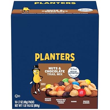 Amazon.com: Planters Chocolate Trail Mix Nuts (1.7 oz Bags, Pack of 18 ...