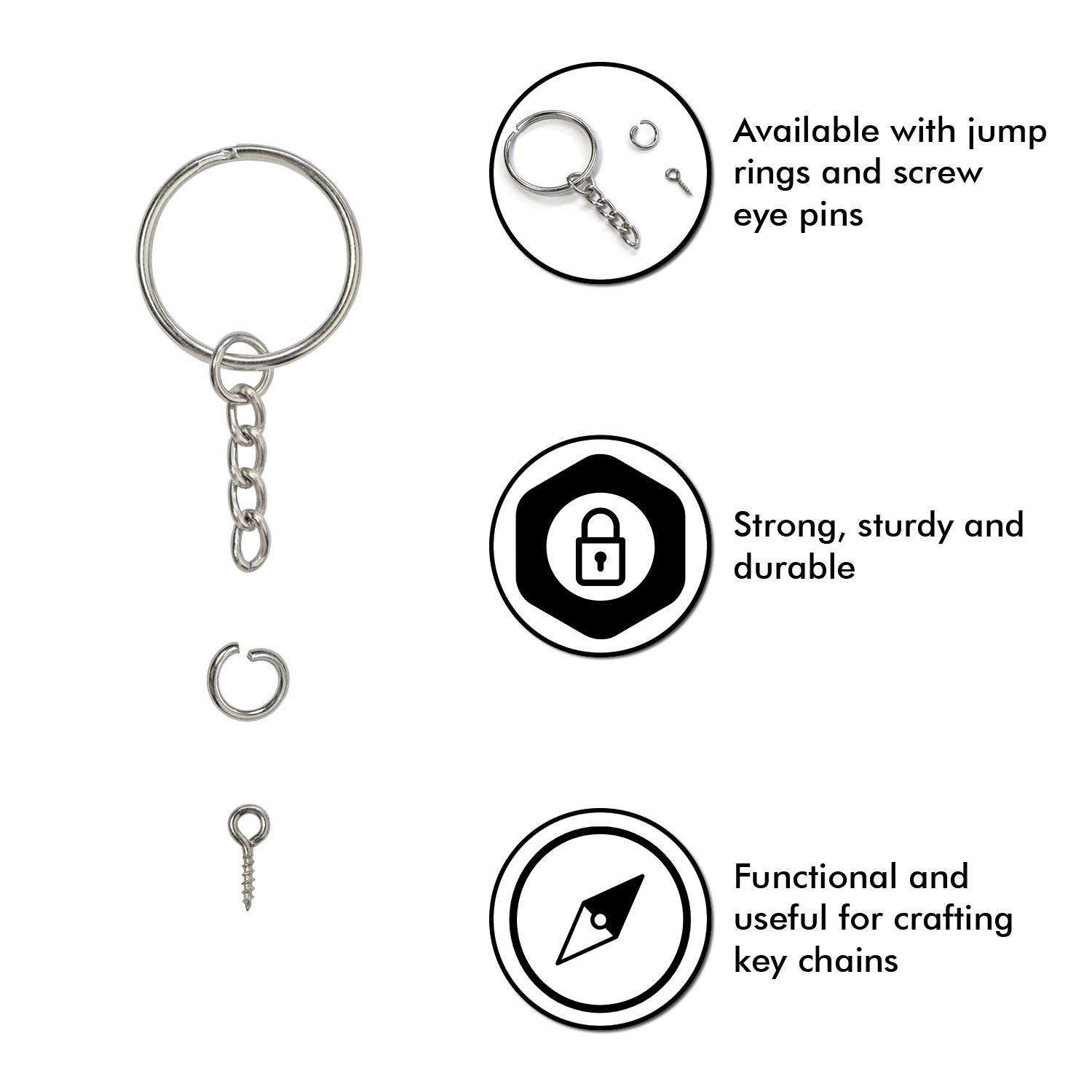 Split Key Rings With Chains And Jump Rings 20Pcs Keyring Making Kit ...