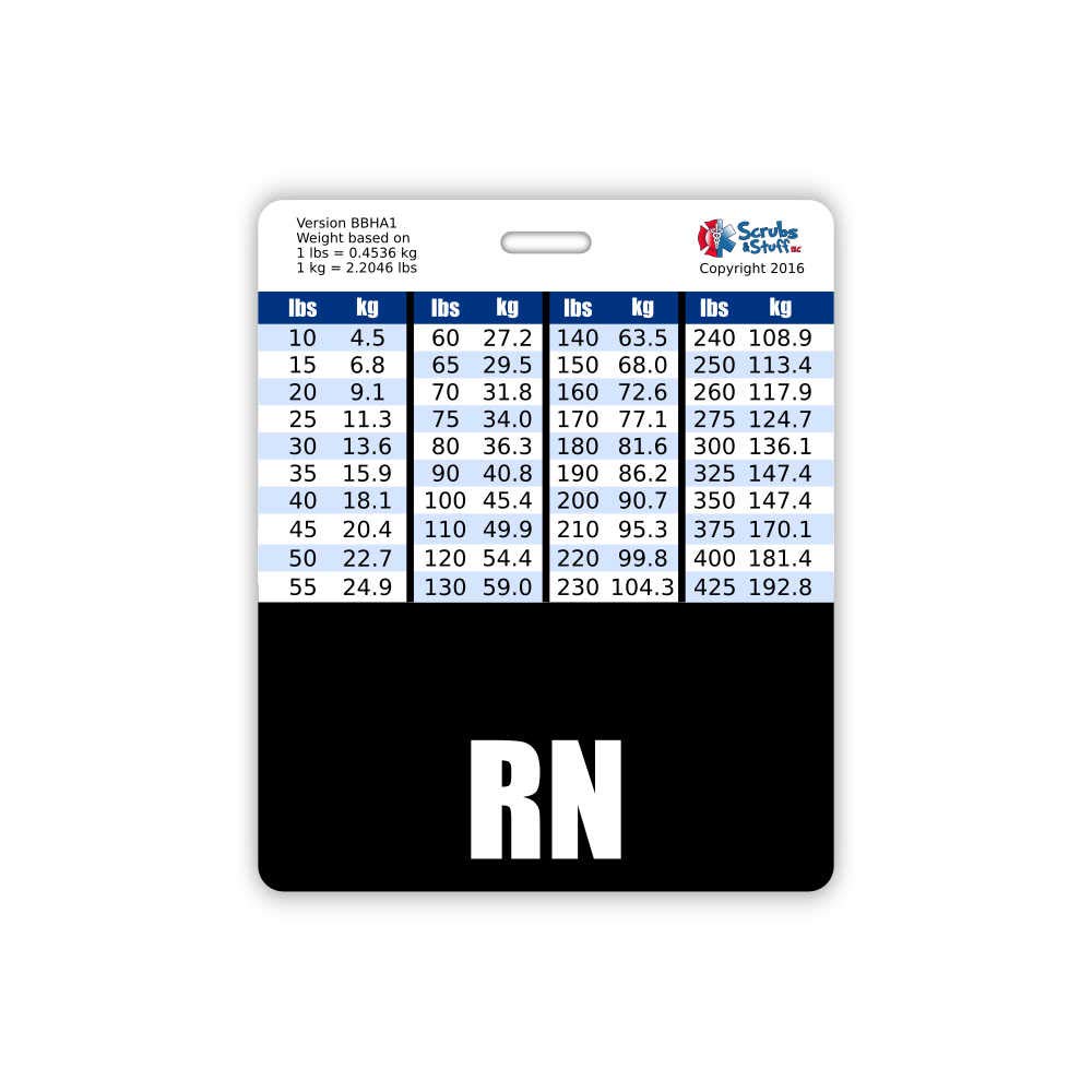 Amazon.com : RN Badge Buddy Horizontal w/Height & Weight Conversion ...