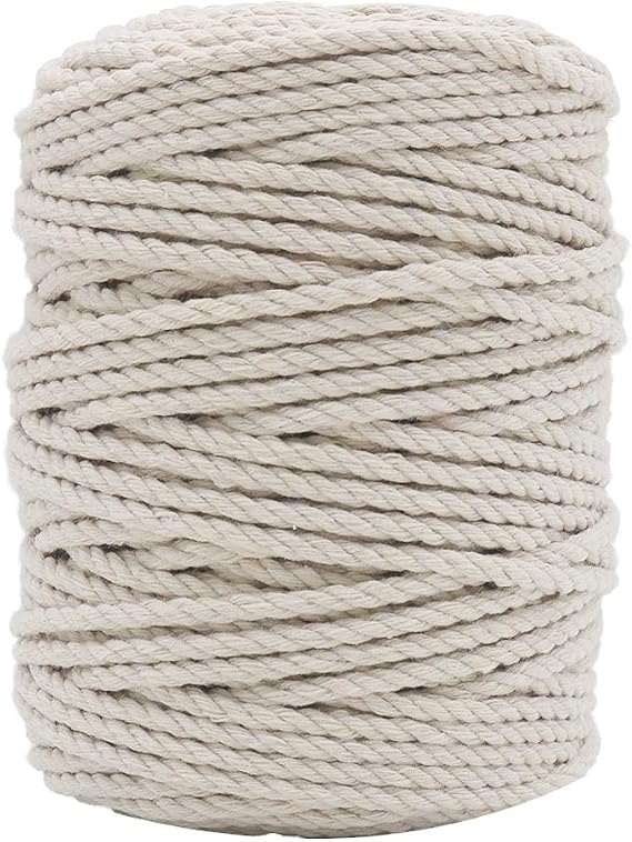 4mm Macrame Cord, 165 Feet Thick Cotton Macrame Rope for Wall Hanging ...