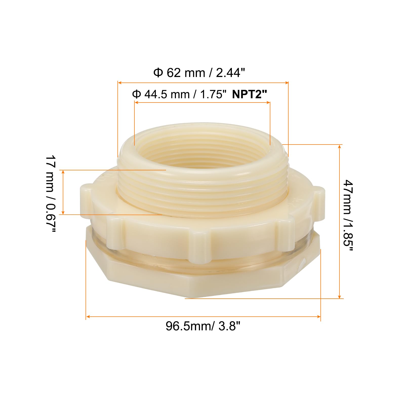 PATIKIL ABS Bulkhead Fitting NPT2, Bulkhead Water Tank Connector with ...