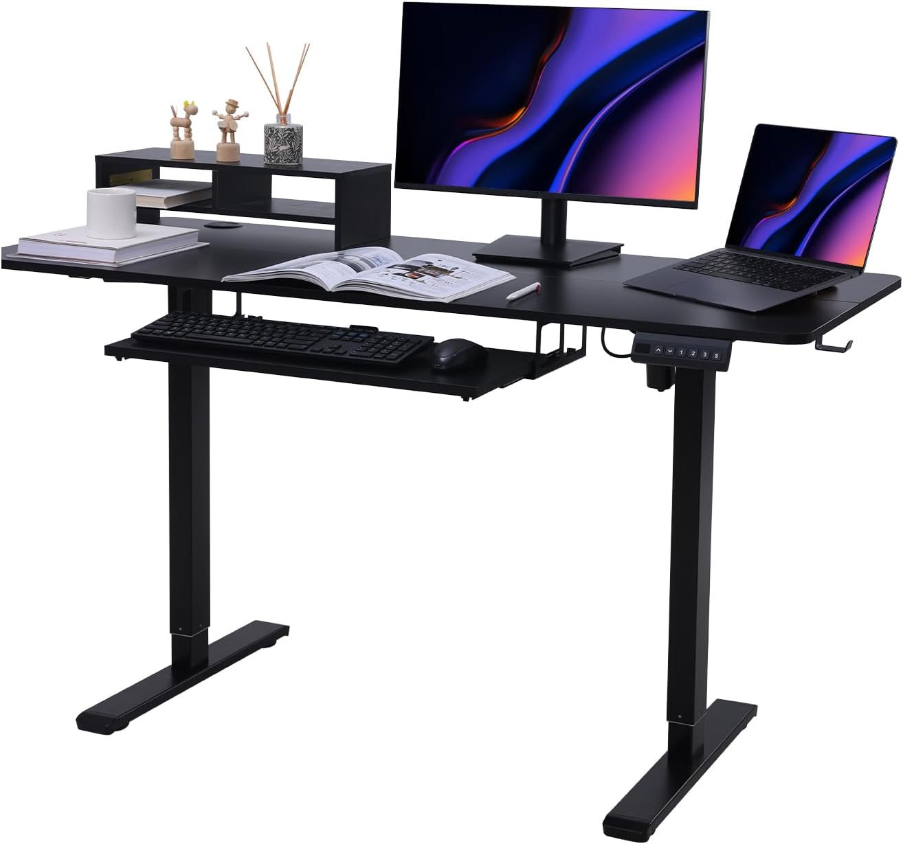 Height Adjustable Electric Standing Desk, 55 x 24in Adjustable Height ...