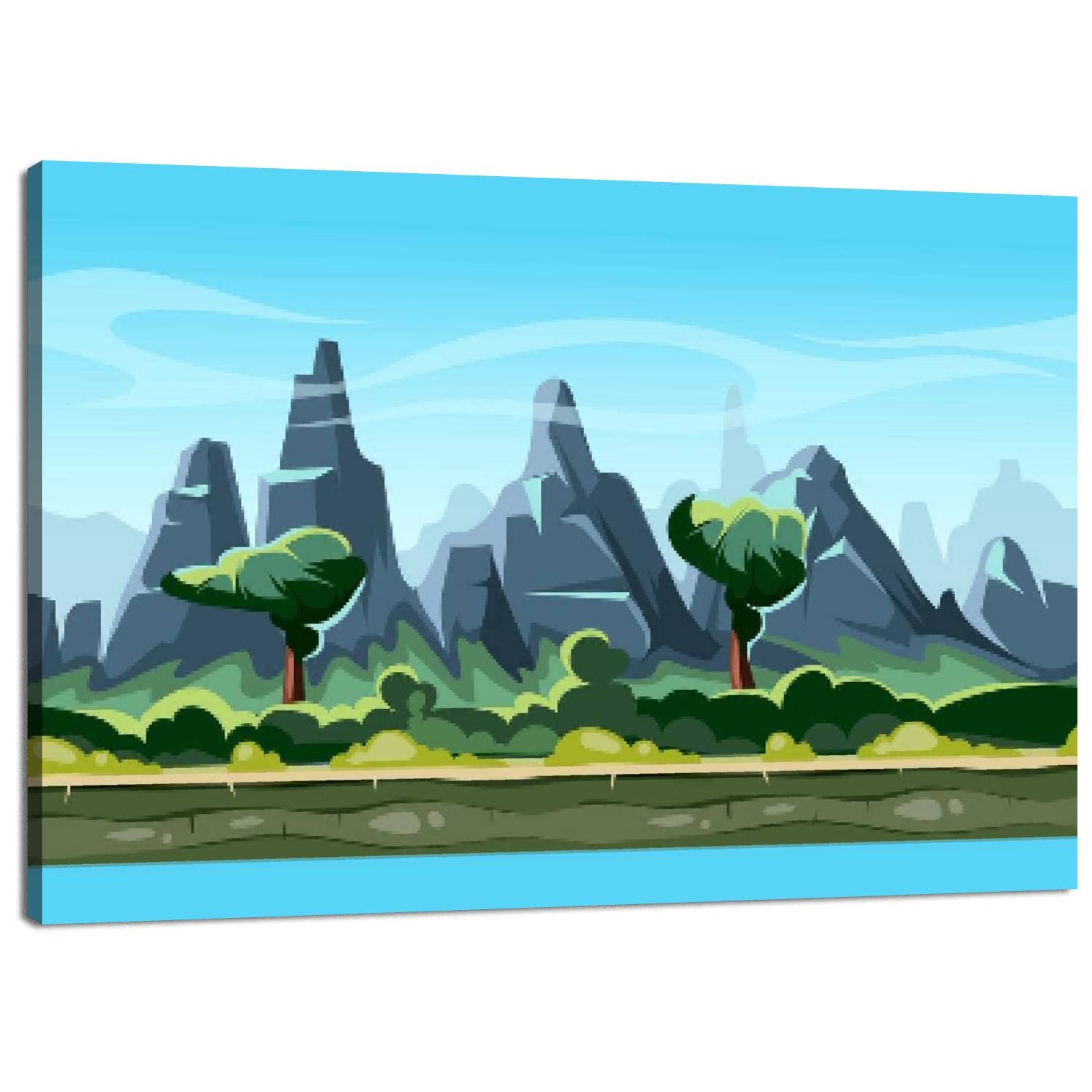 Cartoon Mountains And Trees