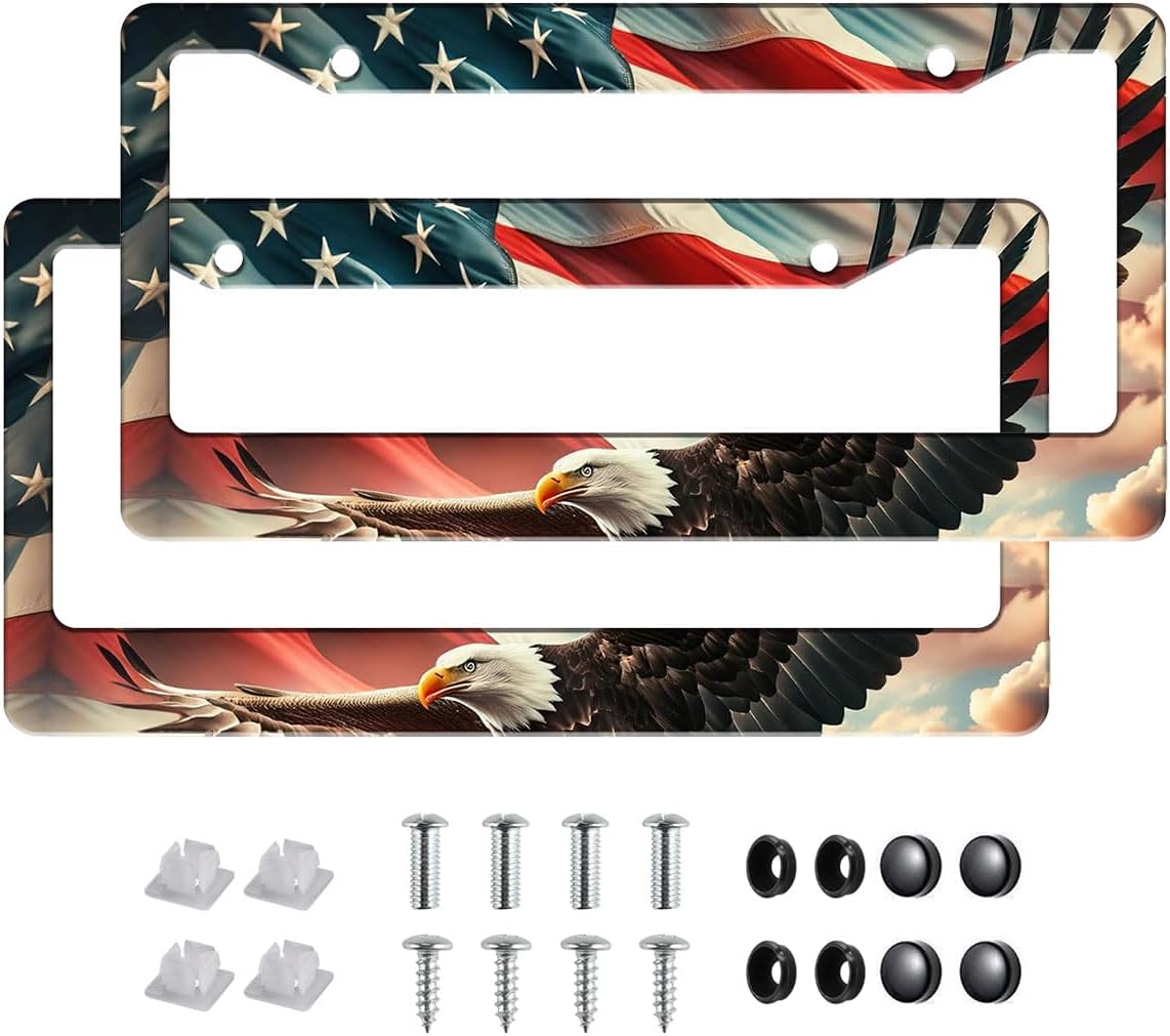 Amazon.com: American Flag and Eagle License Plate Frame for Men &Women ...