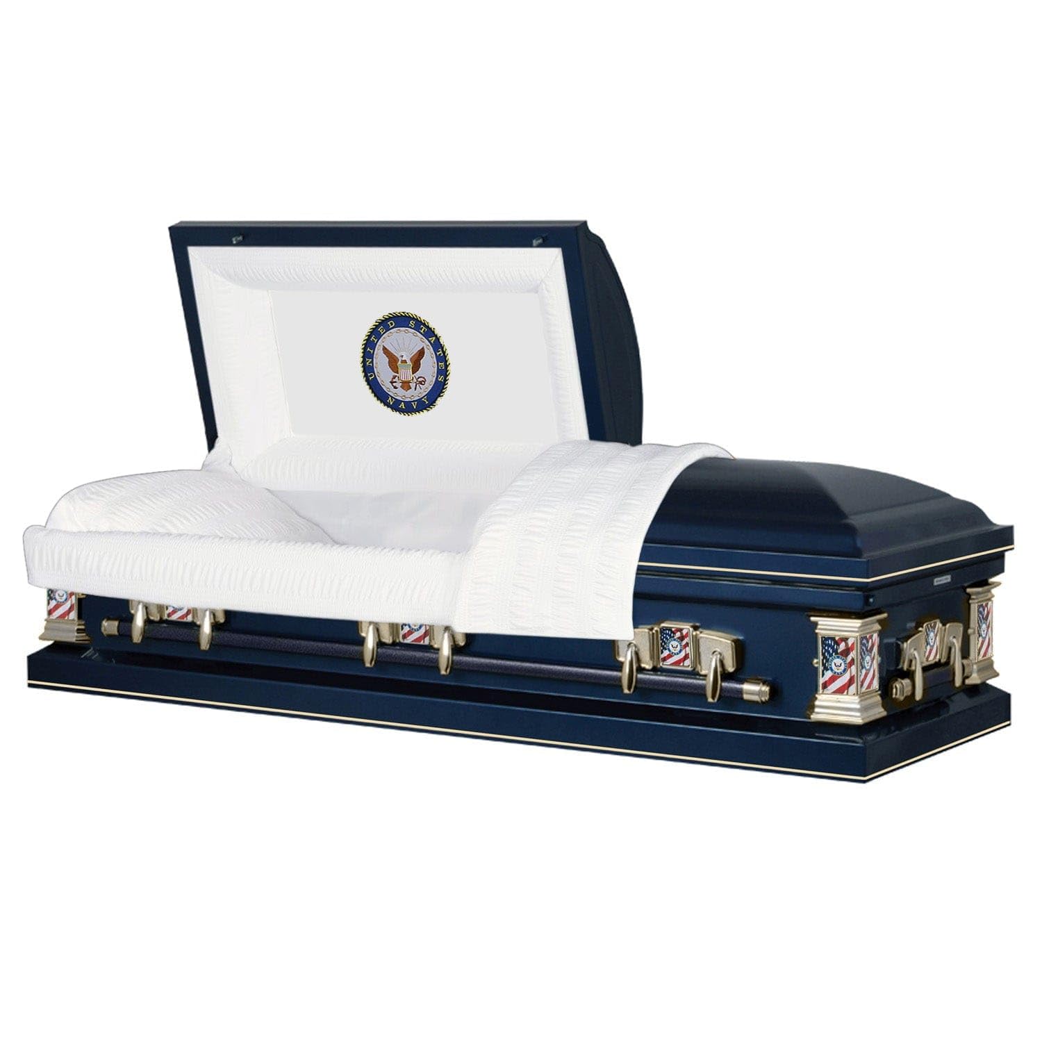 Amazon.com: Titan Casket, Veteran Premier Steel Navy Casket with White ...