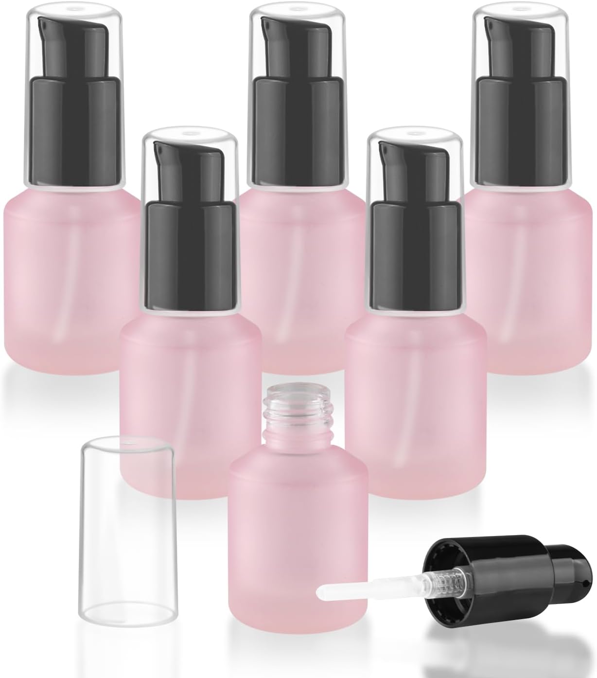 Amazon.com: Wresty 6 Pcs Empty Glass Pump Bottles Refillable Cream ...