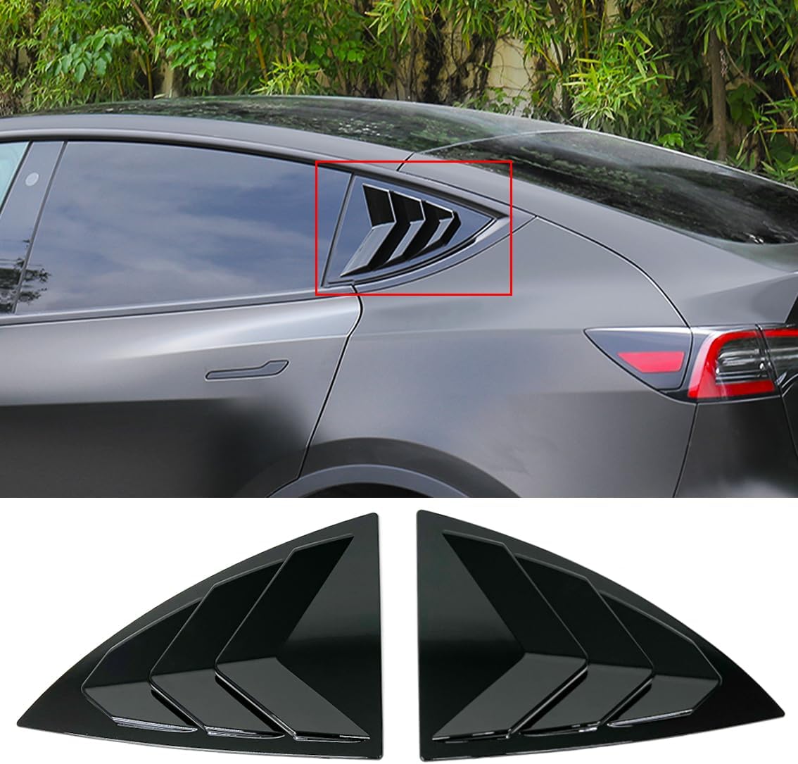 Amazon.com: FITS 2020-2024 TESLA MODEL Y GLOSSY BLACK SPORT SIDE WINDOW ...