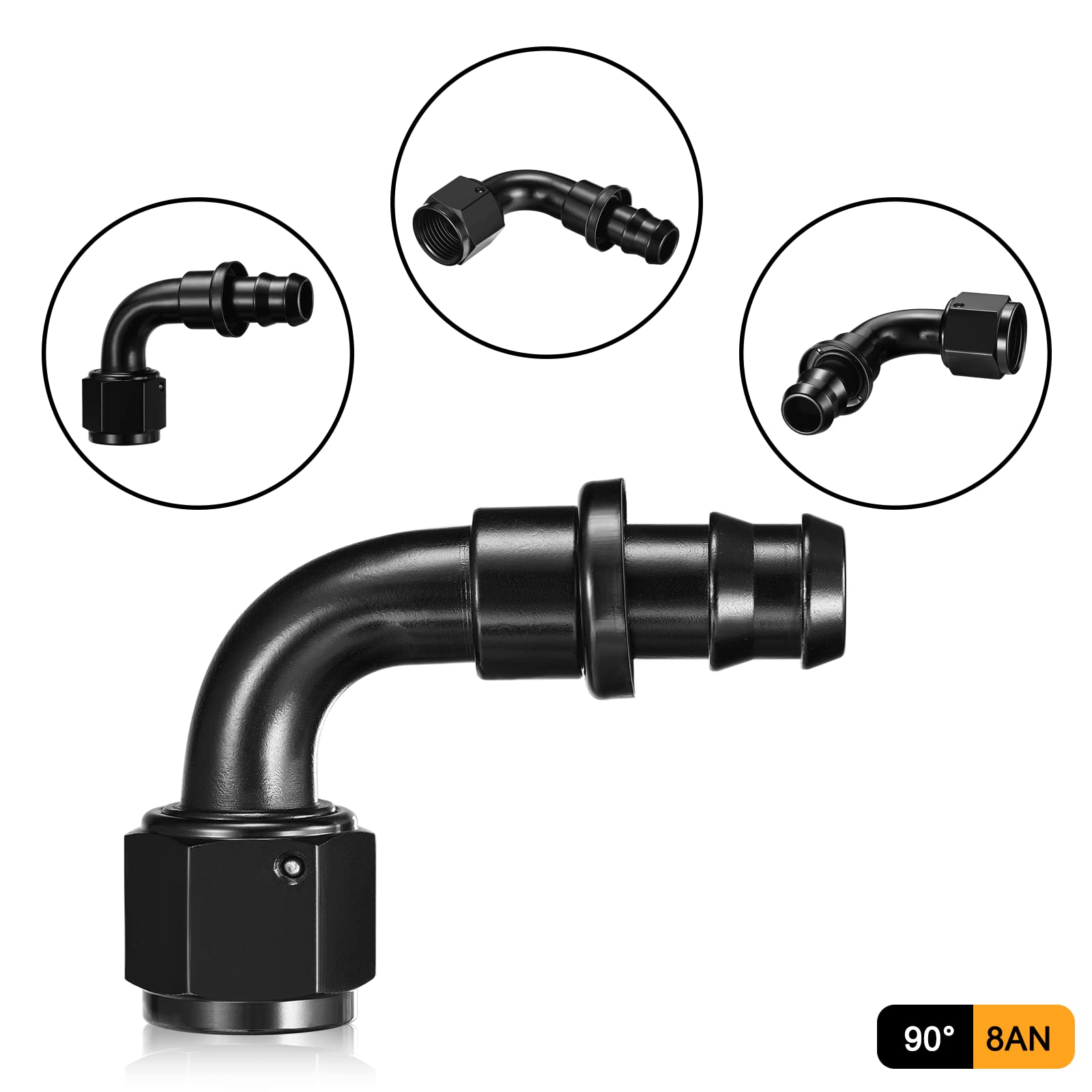 Snapklik.com : 8AN 90 Degree Push Lock Hose End Fitting Aluminum Female Swivel To Push Lock Barb ...