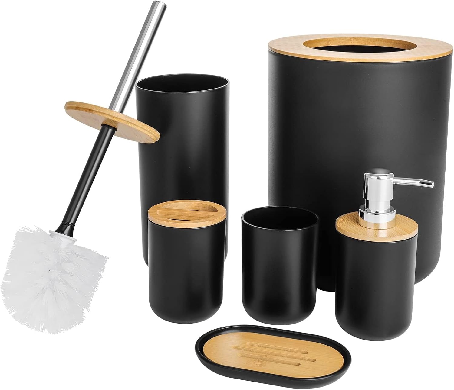Bathroom Accessories Set - 6-piece Modern White Bathroom Accessories ...