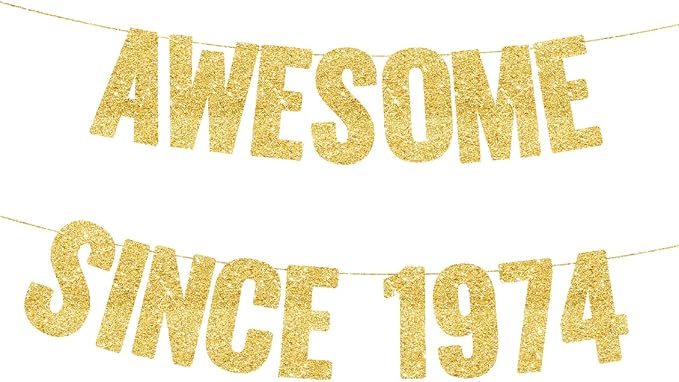 Amazon.com: Awesome Since 1974 Banner, 51st birthday decorations for ...