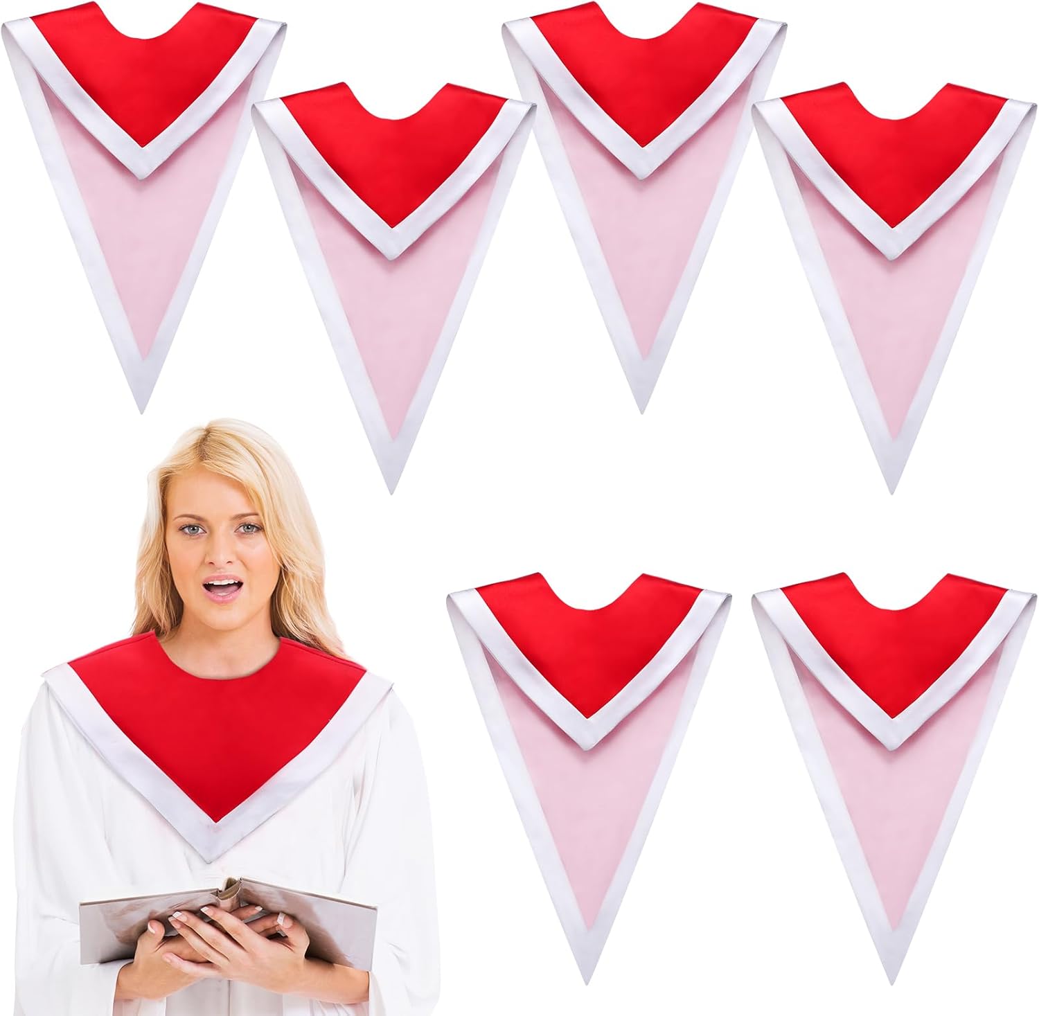 Amazon.com: Shyyween 6 Pcs Red V Neck Choir Stole with Border V Shape ...