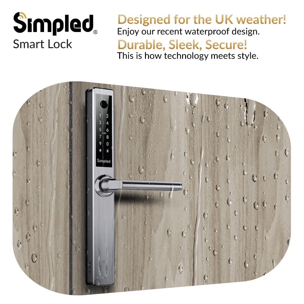 Buy Simpled Weatherproof Smart Lock Touch, 7-in-1, Fingerprint Keyless ...
