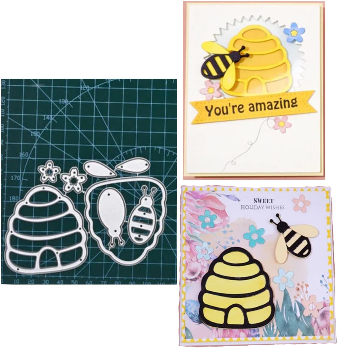 Amazon.com: Honeycomb and Bee Metal Die Cuts, Honeycomb and Bee Cutting ...